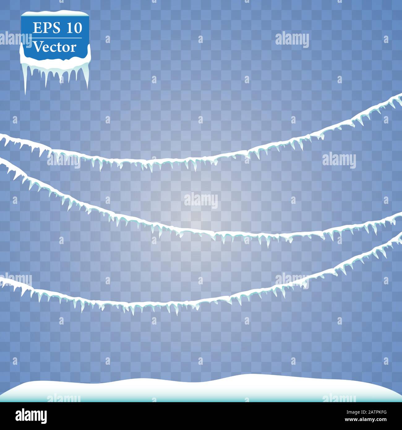 Set of snow icicles on the rocks of a snowdrift isolated on a ...