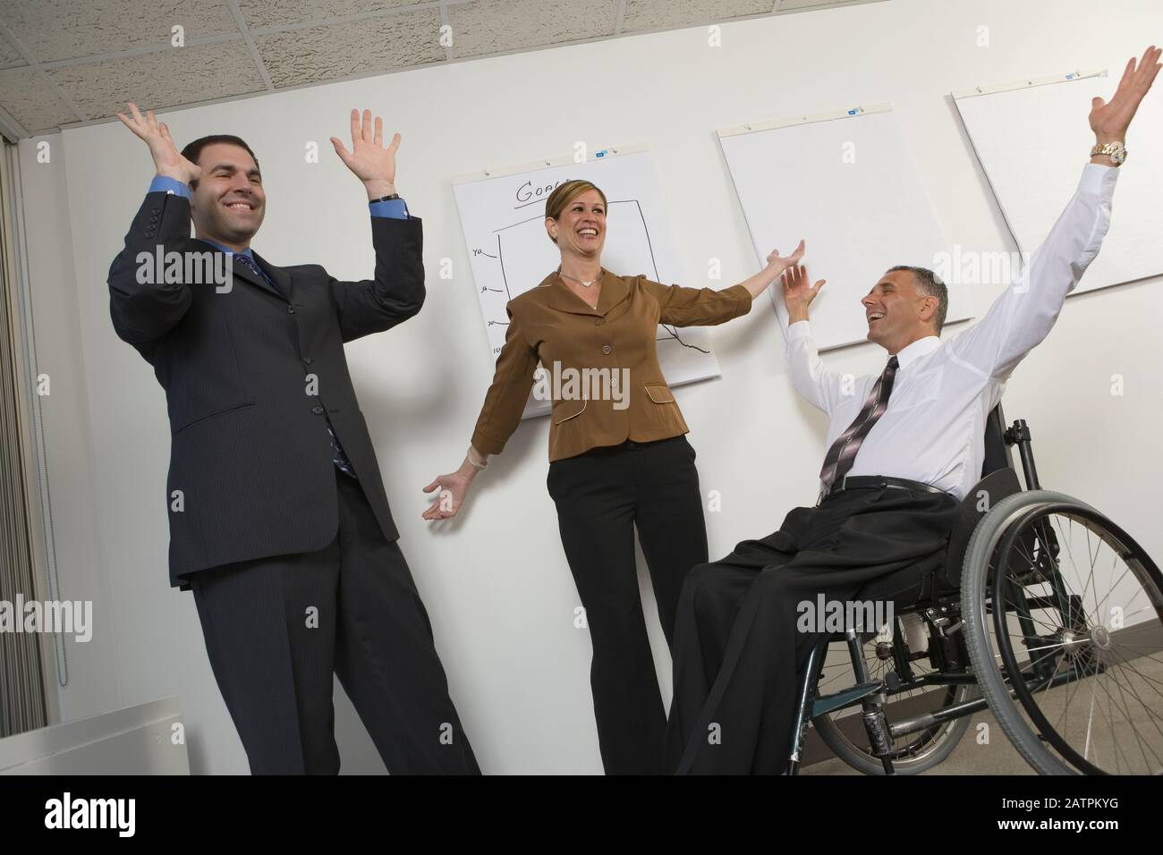 Three businessmen cheering hi-res stock photography and images - Alamy