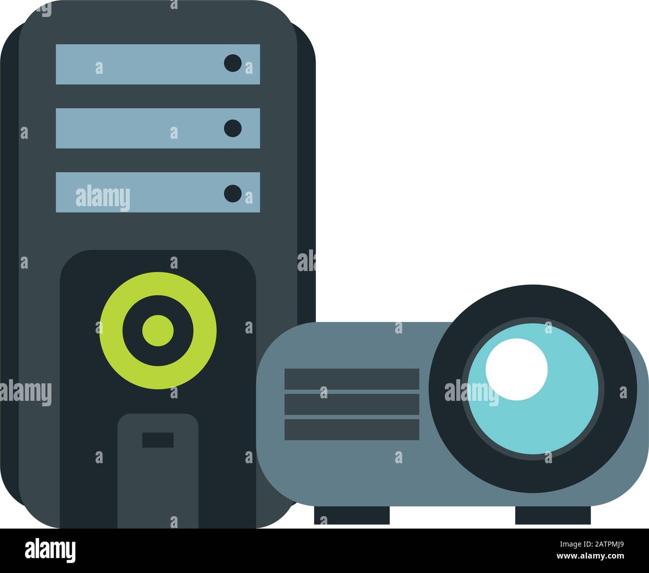 computer desktop tower with video proyector Stock Vector Image & Art ...