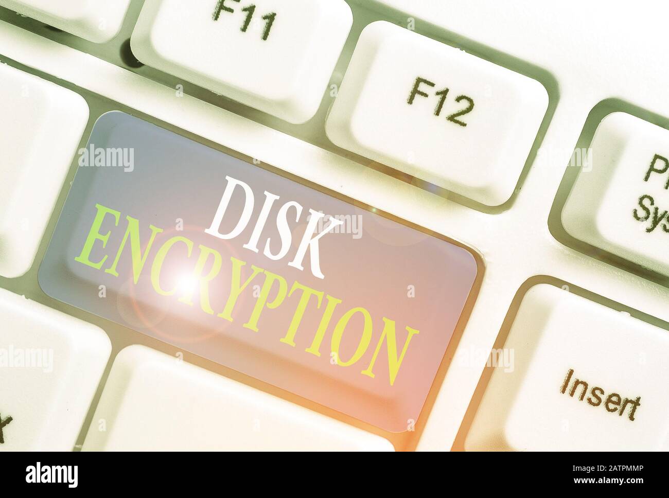 Conceptual hand writing showing Disk Encryption. Concept meaning the security mechanism used to ...