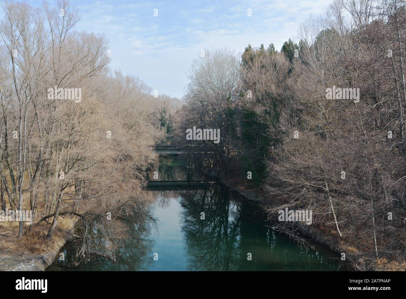 Old river bridge of Haliacmon river in Argos Orestiko,Greece Stock ...