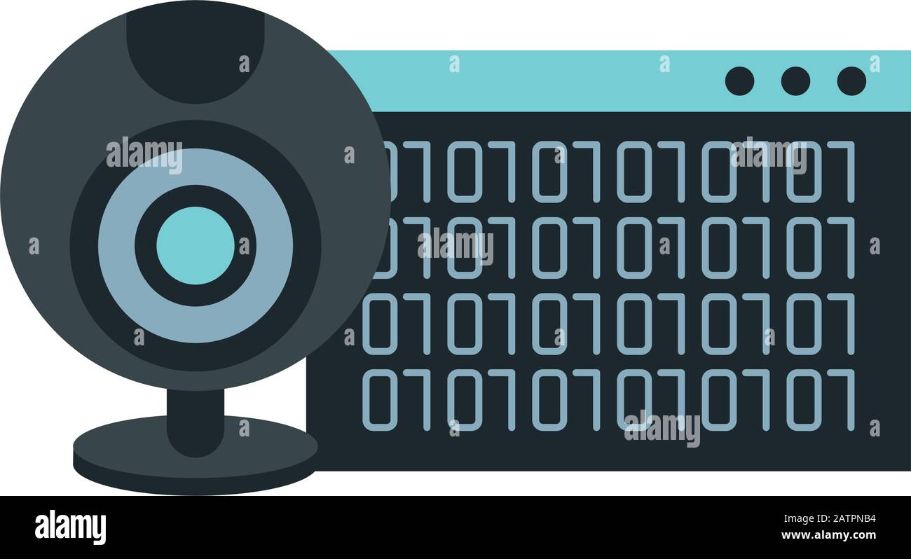 webpage template with binary code numbers and webcam Stock Vector Image ...