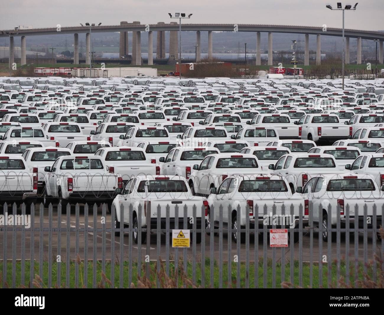 Sheerness, Kent, UK. 4th Feb, 2020. Thousands of new cars and vans sit ...