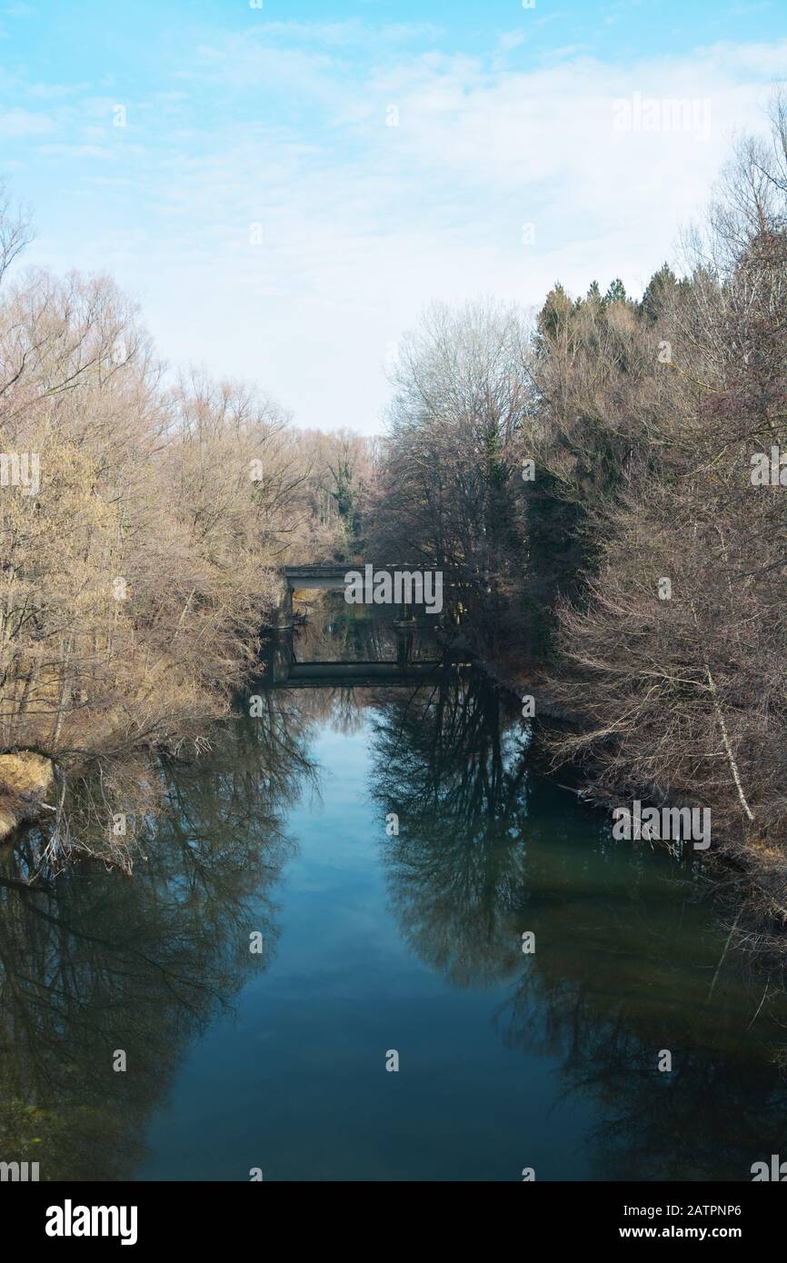 Old river bridge of Haliacmon river in Argos Orestiko,Greece Stock ...
