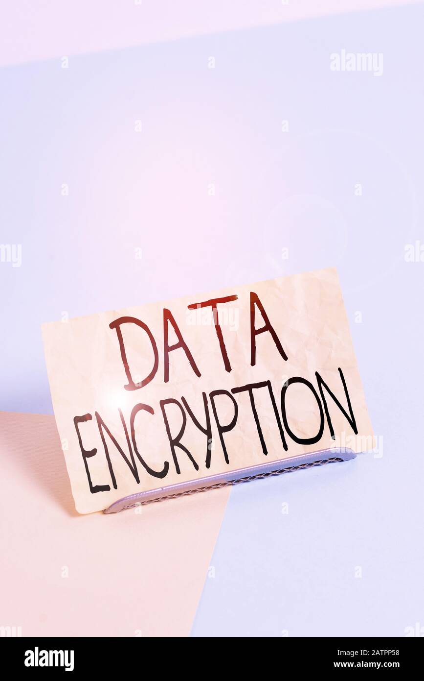 Conceptual hand writing showing Data Encryption. Concept meaning Conversion of data into code ...