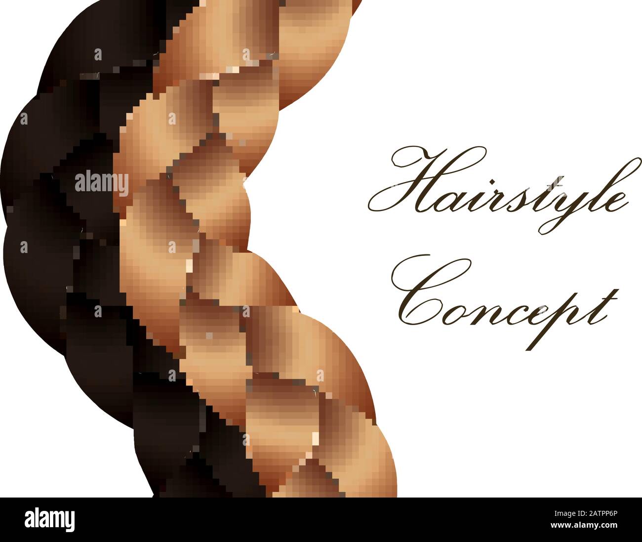 Vector Long Hair Braid Model Concept - Isolated Blond and Brown Wave ...