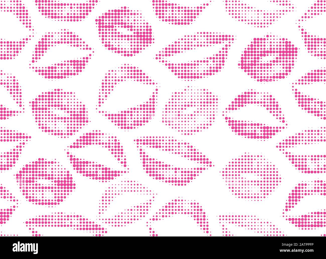 Halftone vector pink lips on white background. Seamless woman's lips ...