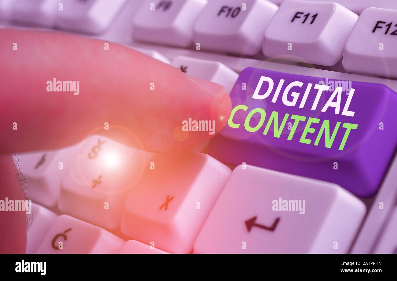 Writing note showing Digital Content. Business concept for any content ...