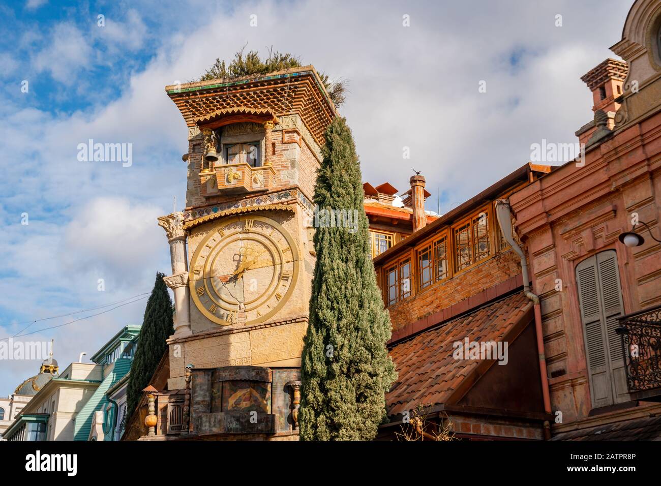 The Leaning Clock Tower landmark of old Tbilisi Stock Photo - Alamy