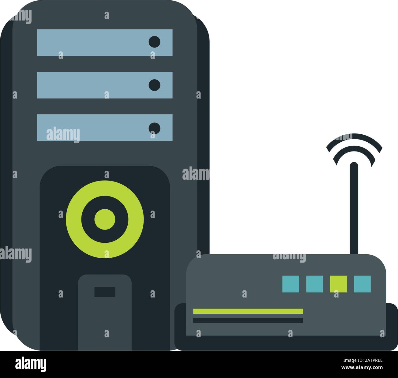 route wifi with server tower devices technology Stock Vector Image ...