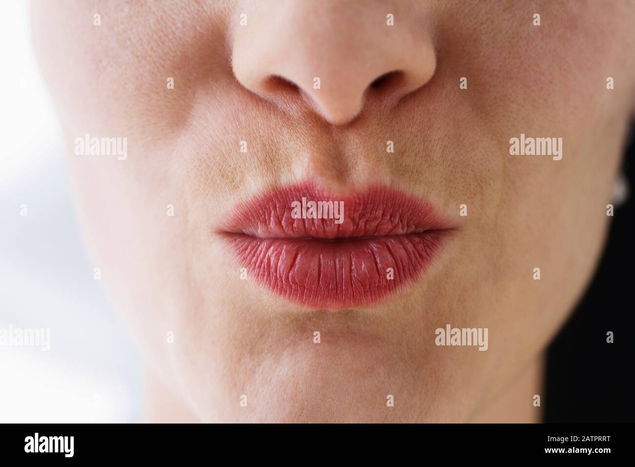 Red lips pout close up hi-res stock photography and images - Alamy