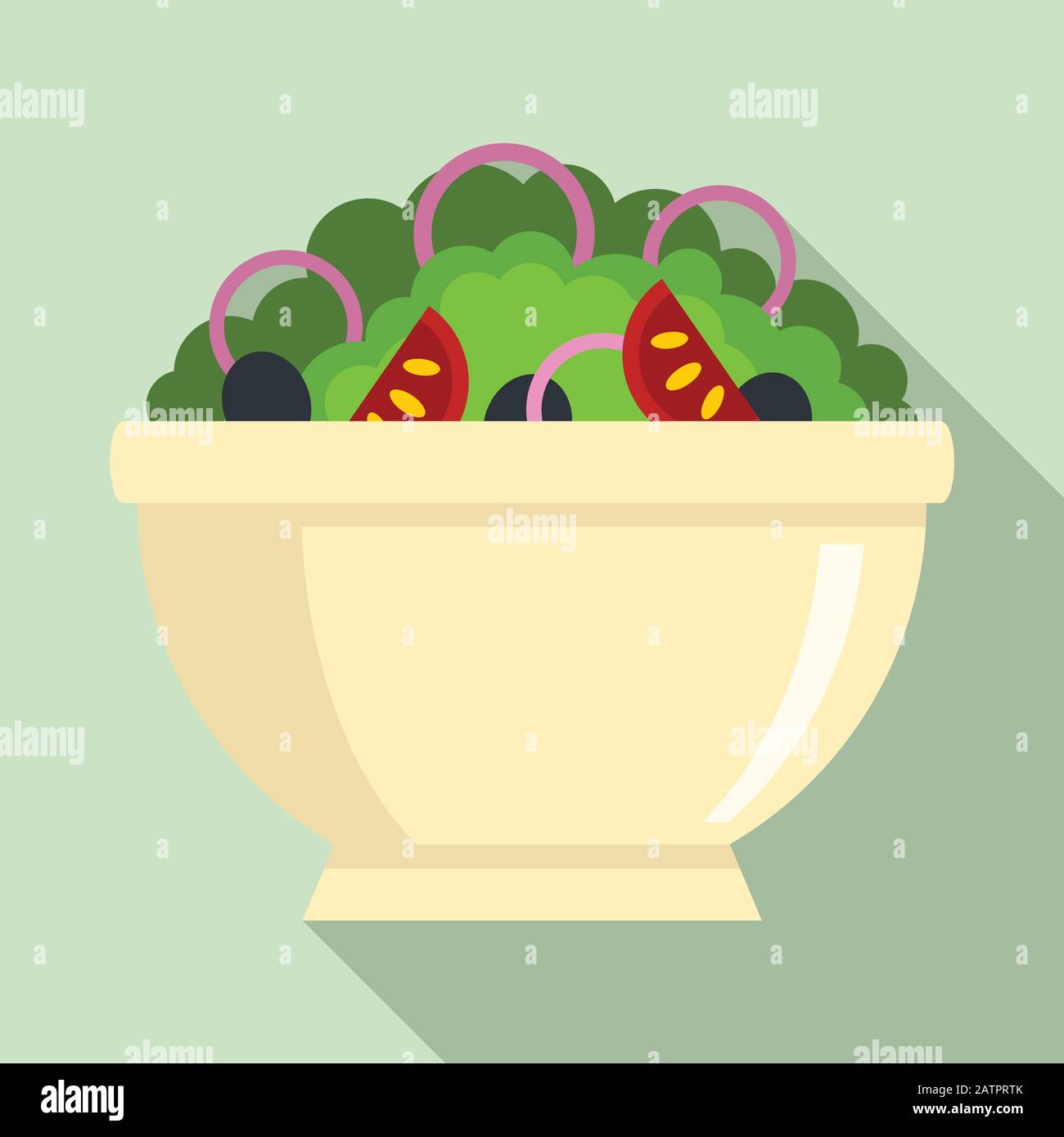 Greek salad bowl icon. Flat illustration of greek salad bowl vector ...