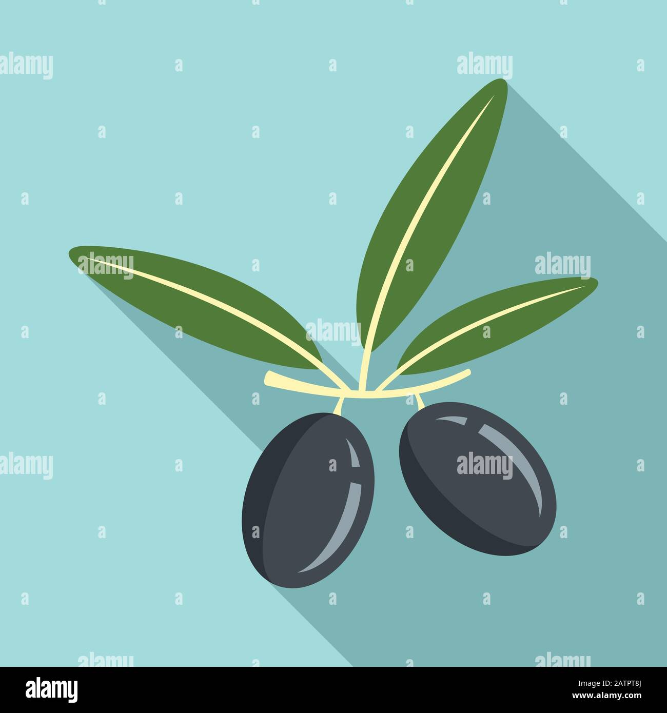 Black greek olive icon. Flat illustration of black greek olive vector ...