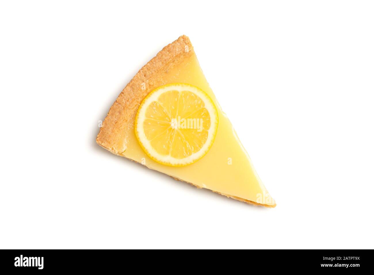 Delicious lemon tart slice isolated on white background Stock Photo - Alamy