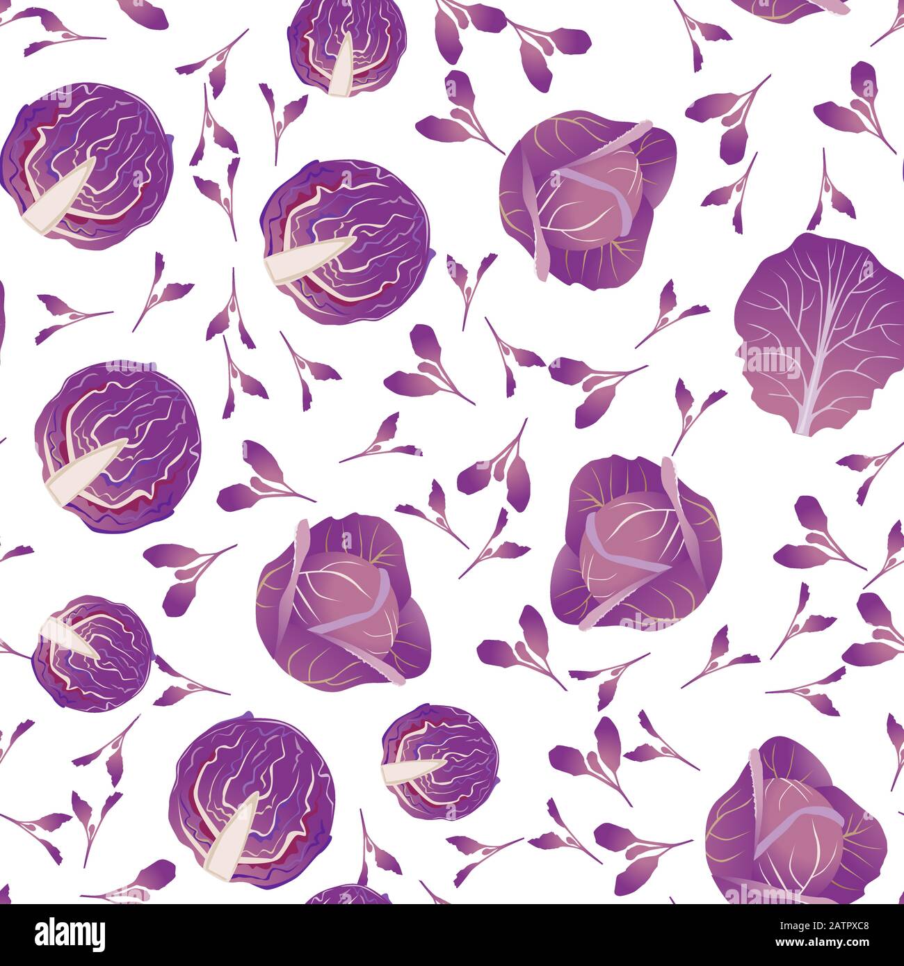 Cute seamless pattern with cartoon head of cabbage Stock Vector Image ...
