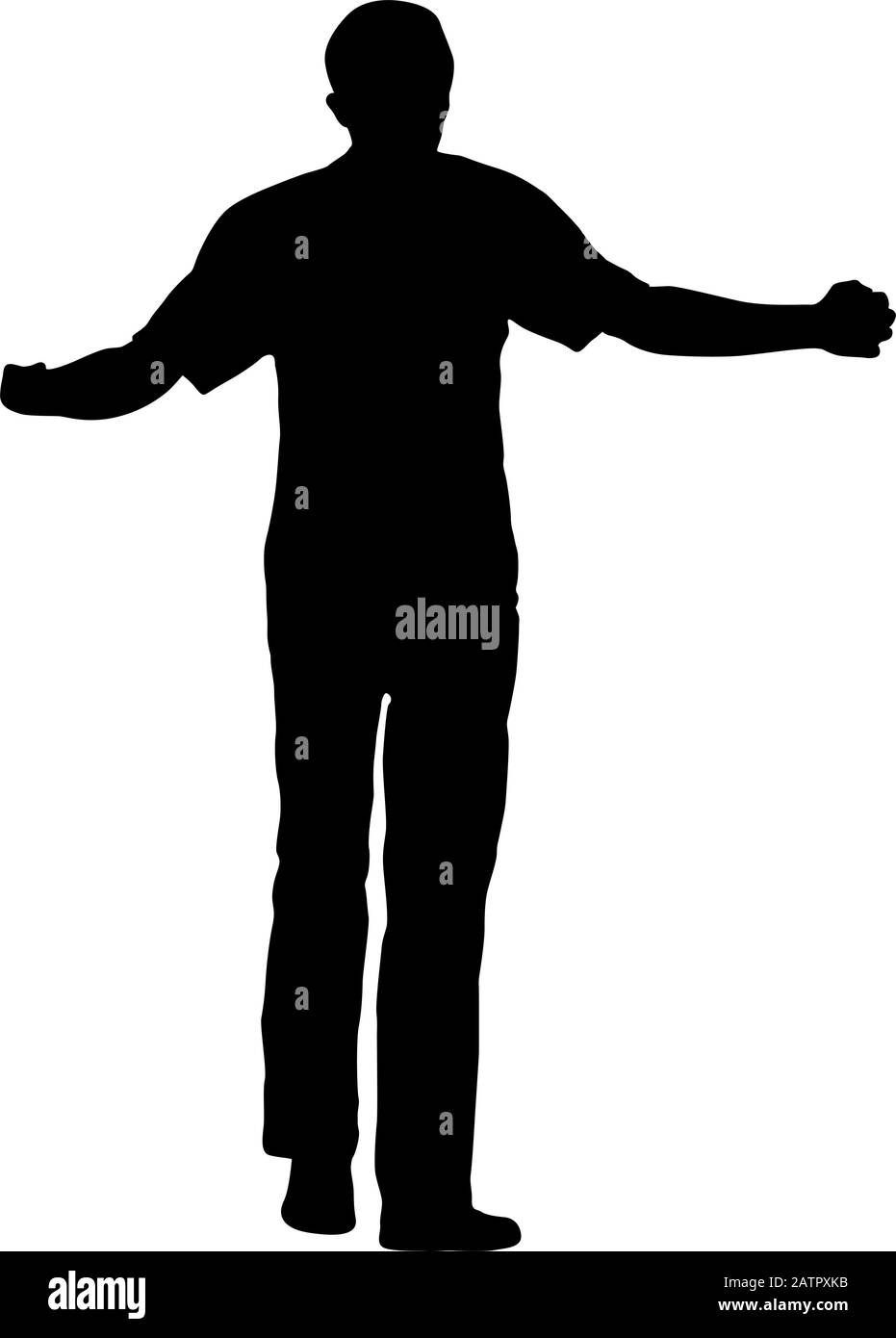 Black silhouettes man with arm raised on a white background Stock ...