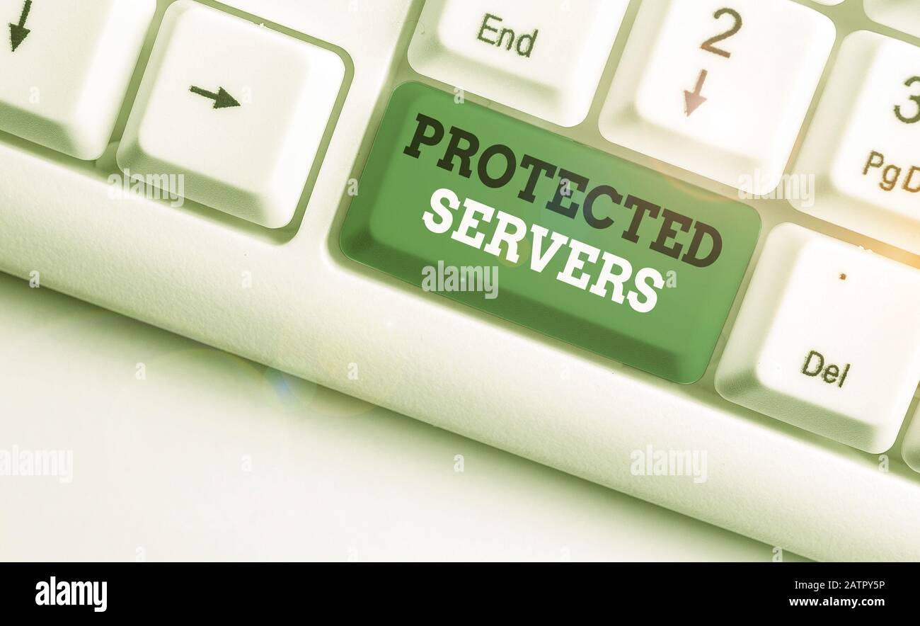 Handwriting text writing Protected Servers. Conceptual photo technology ...