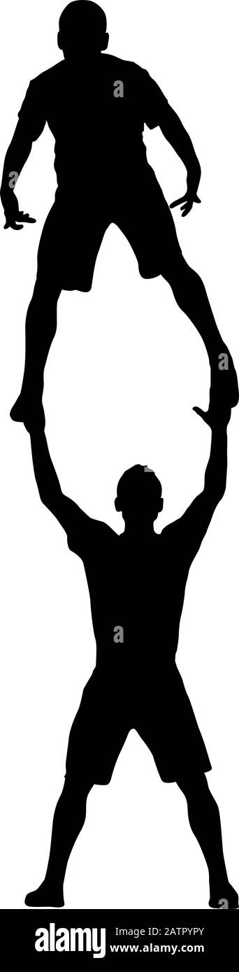 Silhouette of an acrobat standing on hands, on a white background Stock ...