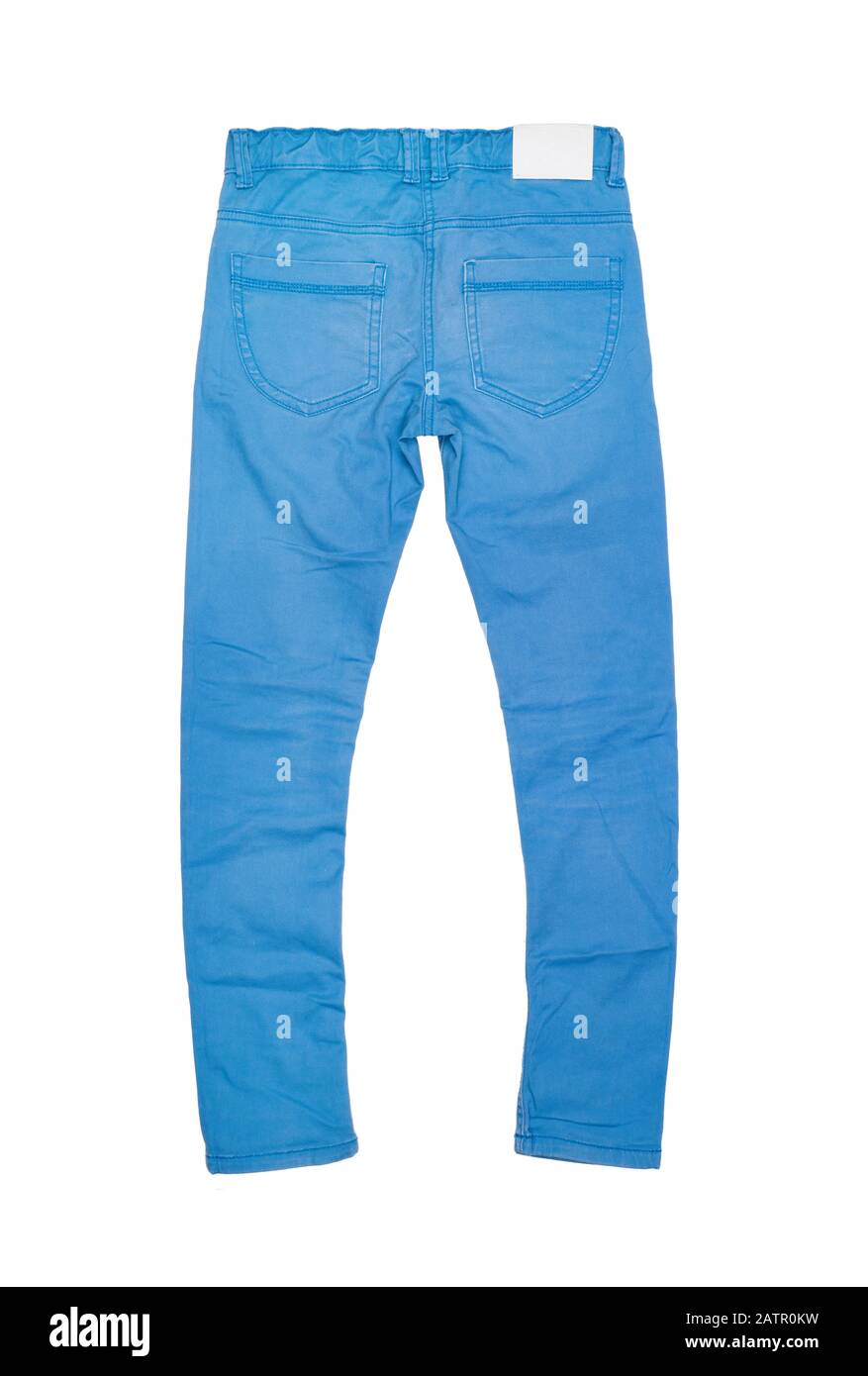 Light blue isolated on white background. Back view Stock Photo - Alamy