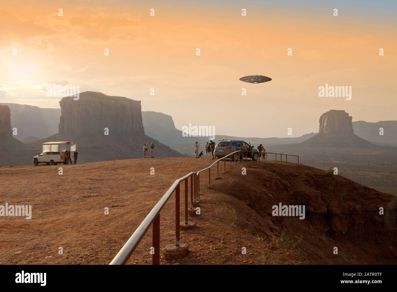 UFO sighting over Monument Valley, unseen by most tourists Stock Photo ...