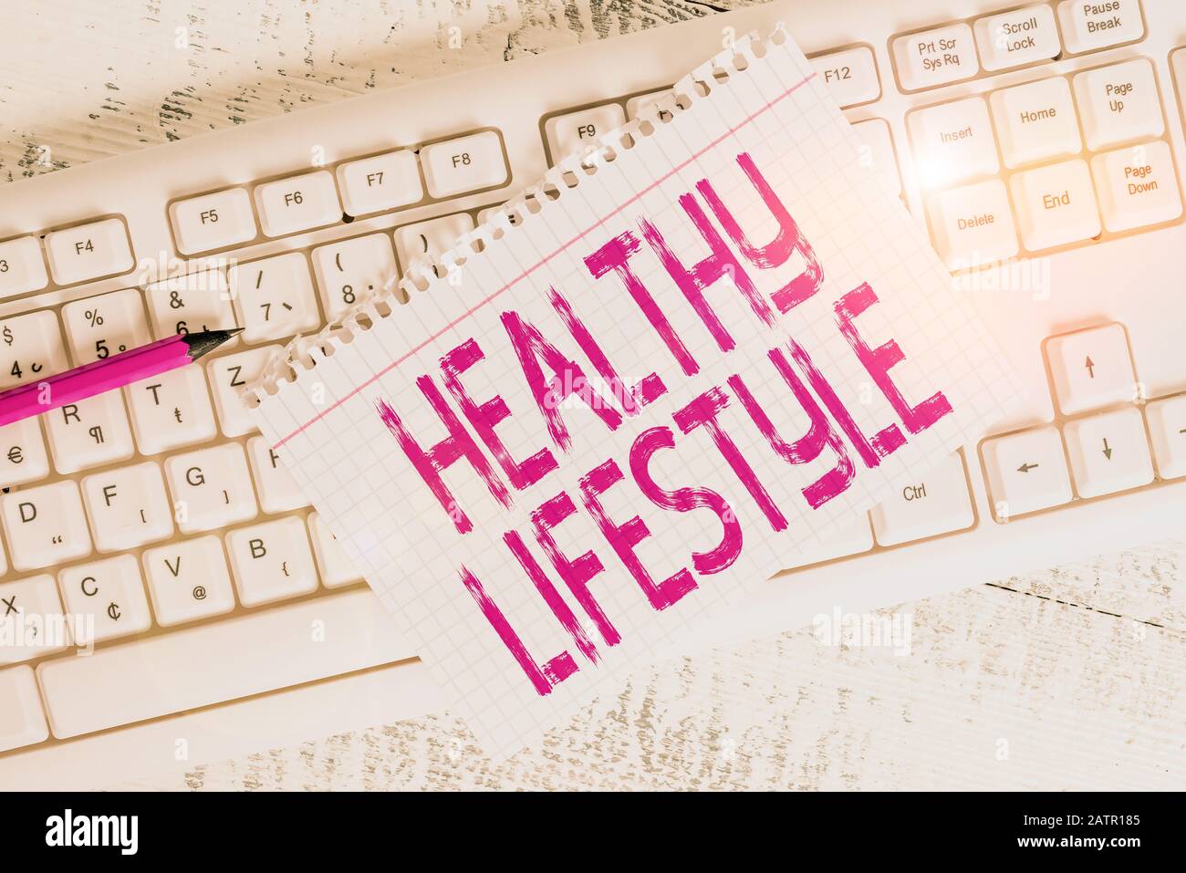 Writing note showing Healthy Lifestyle. Business concept for way of ...