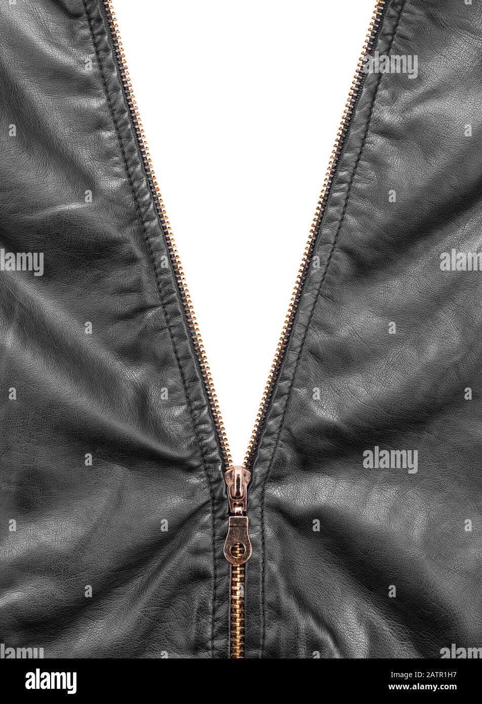 Zipper opening leather jacket Stock Photo - Alamy