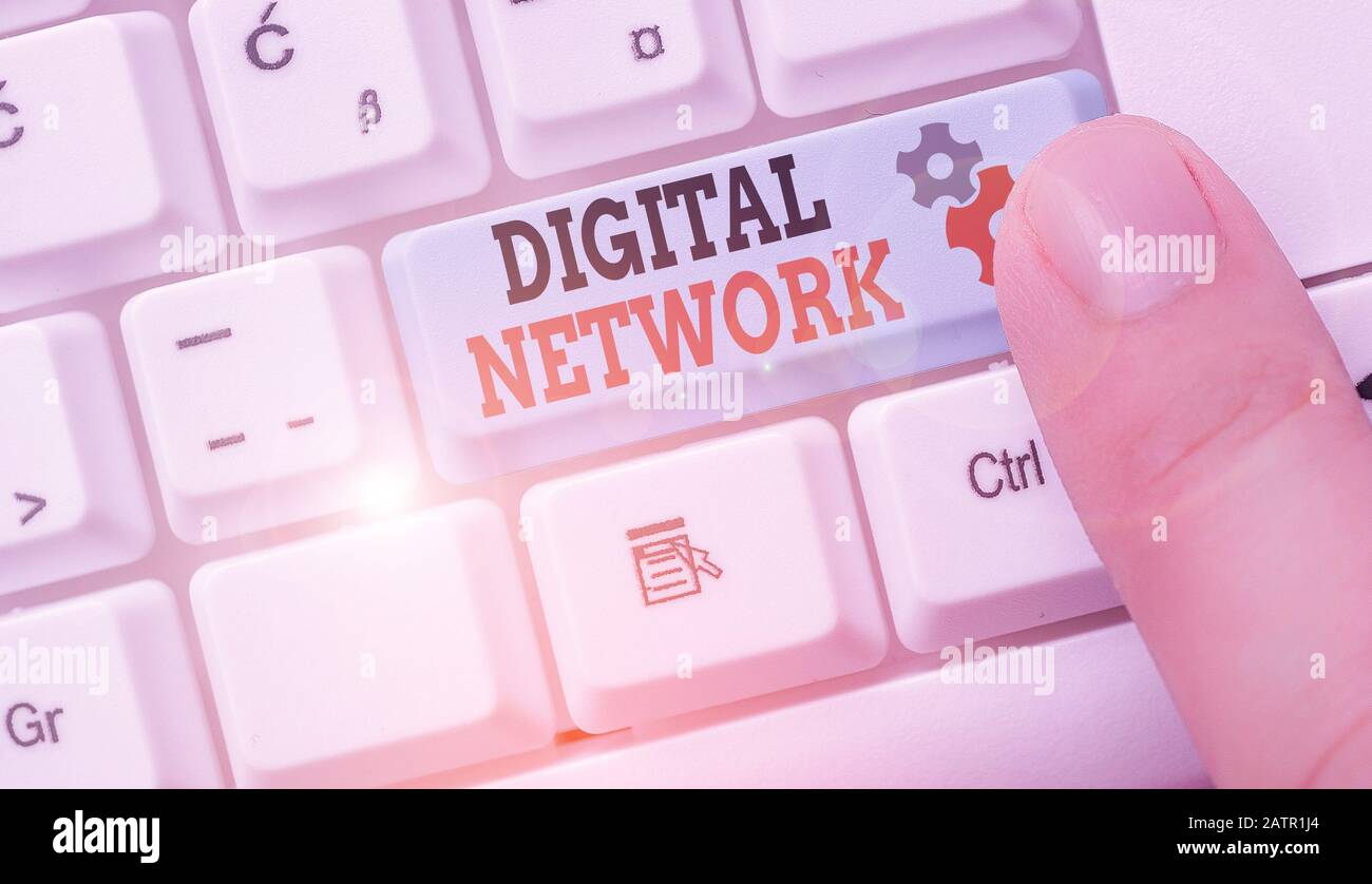 Writing note showing Digital Network. Business concept for network ...