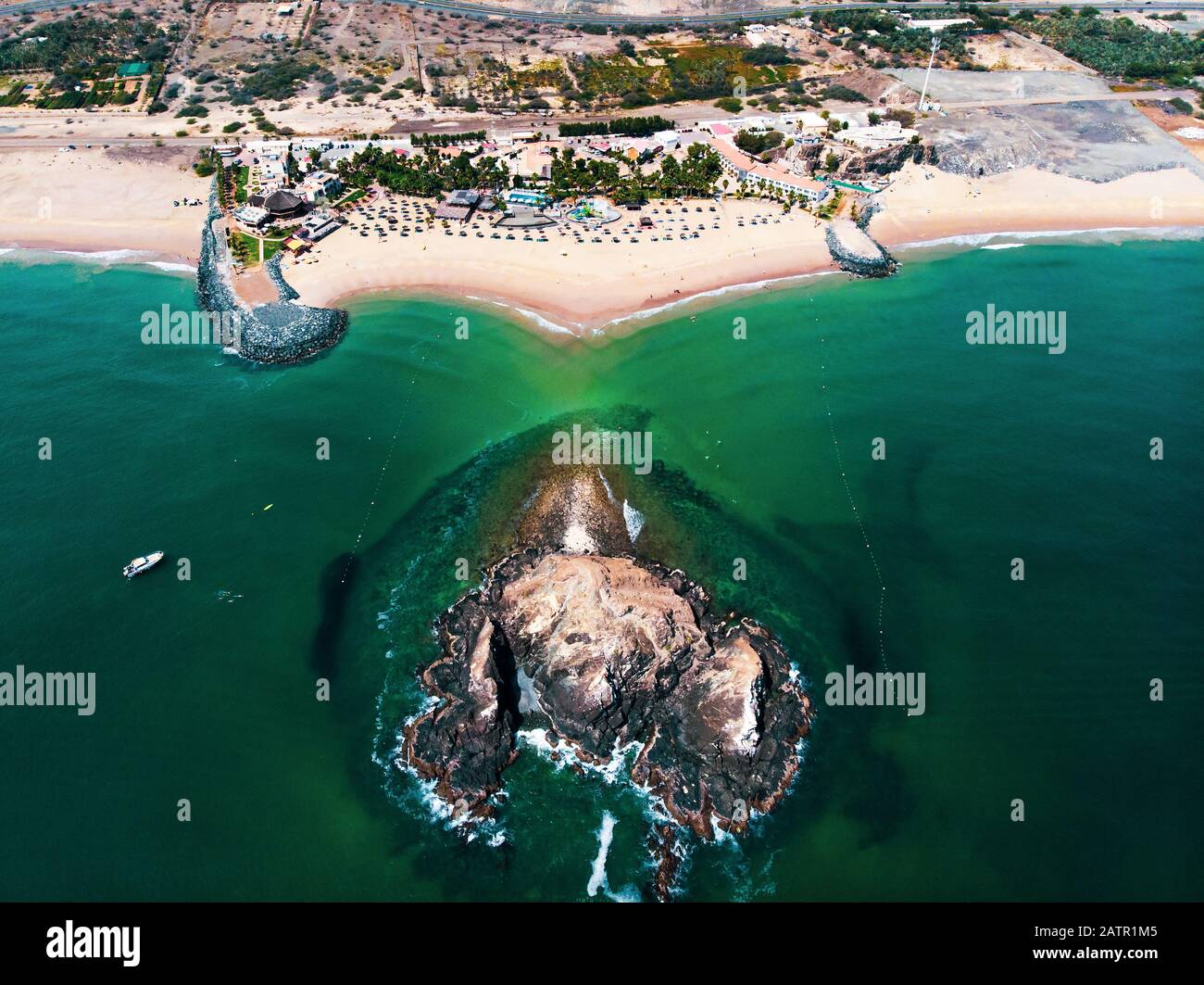 Fujairah sandy beach in the United Arab Emirates aerial view Stock ...