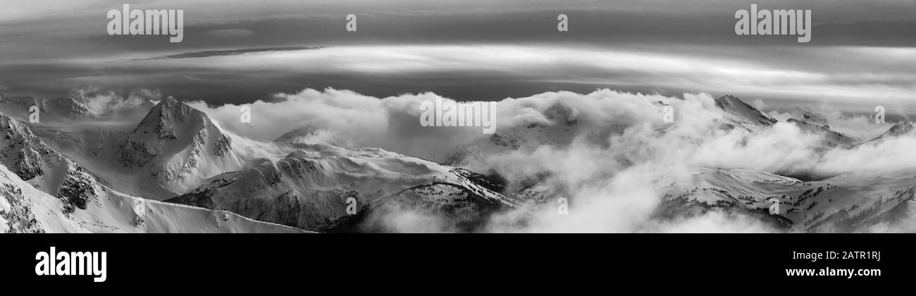 Aerial top view winter panoramic Black and White Stock Photos & Images ...