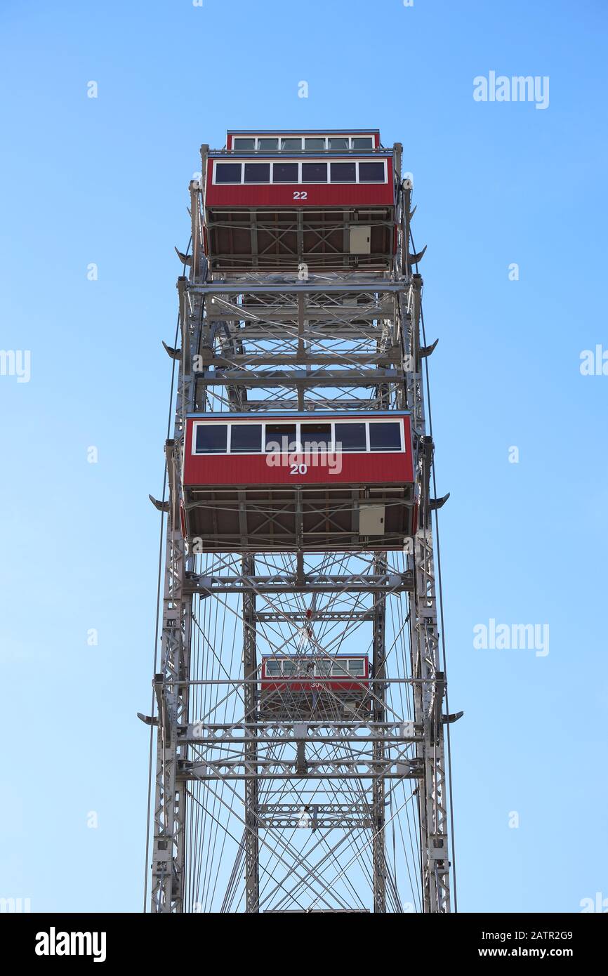 Side view of the big ferris wheel "Wiener Riesenrad" - the main ...