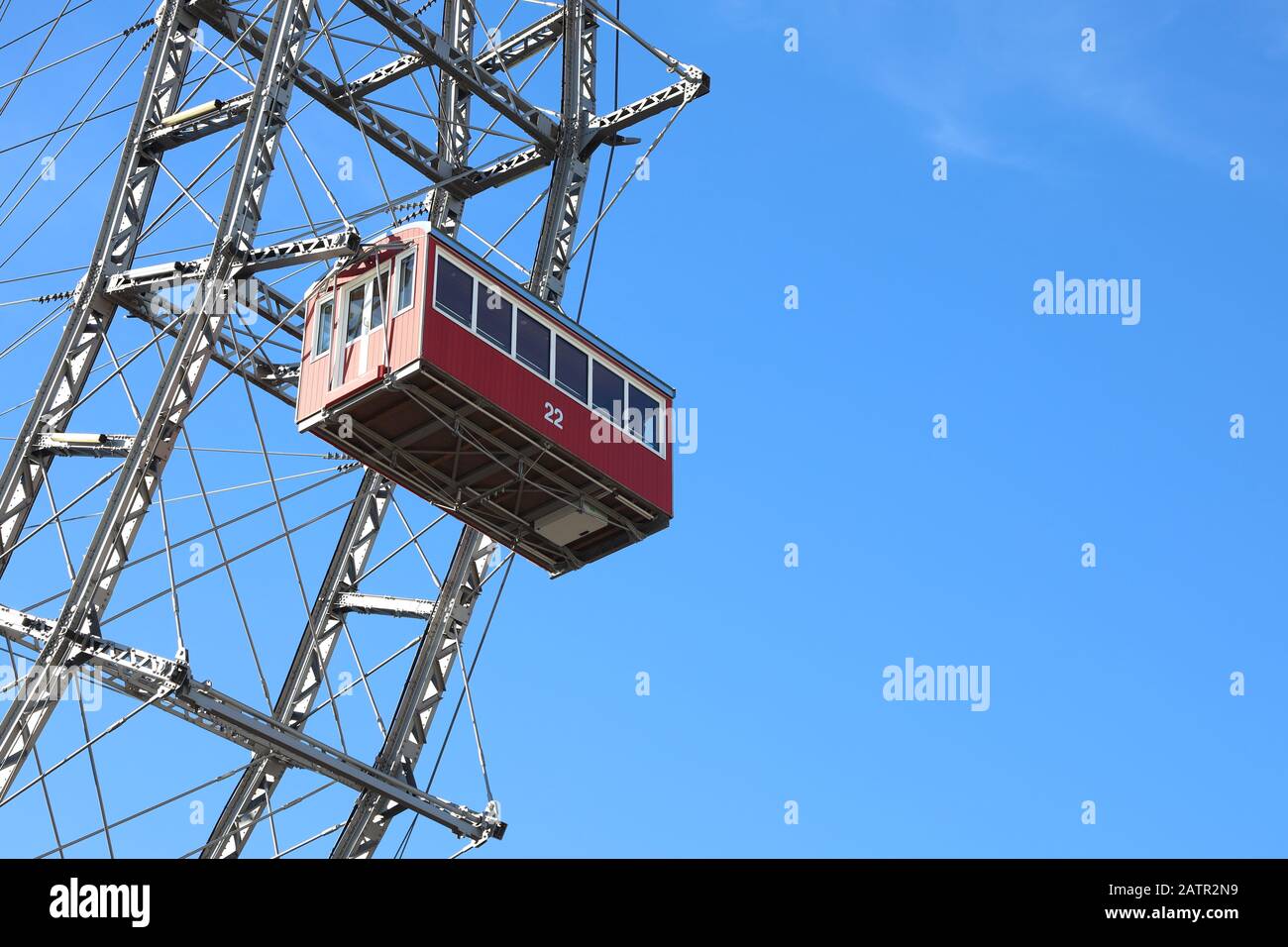 Singe carriage on the big ferris wheel "Wiener Riesenrad" - the main ...