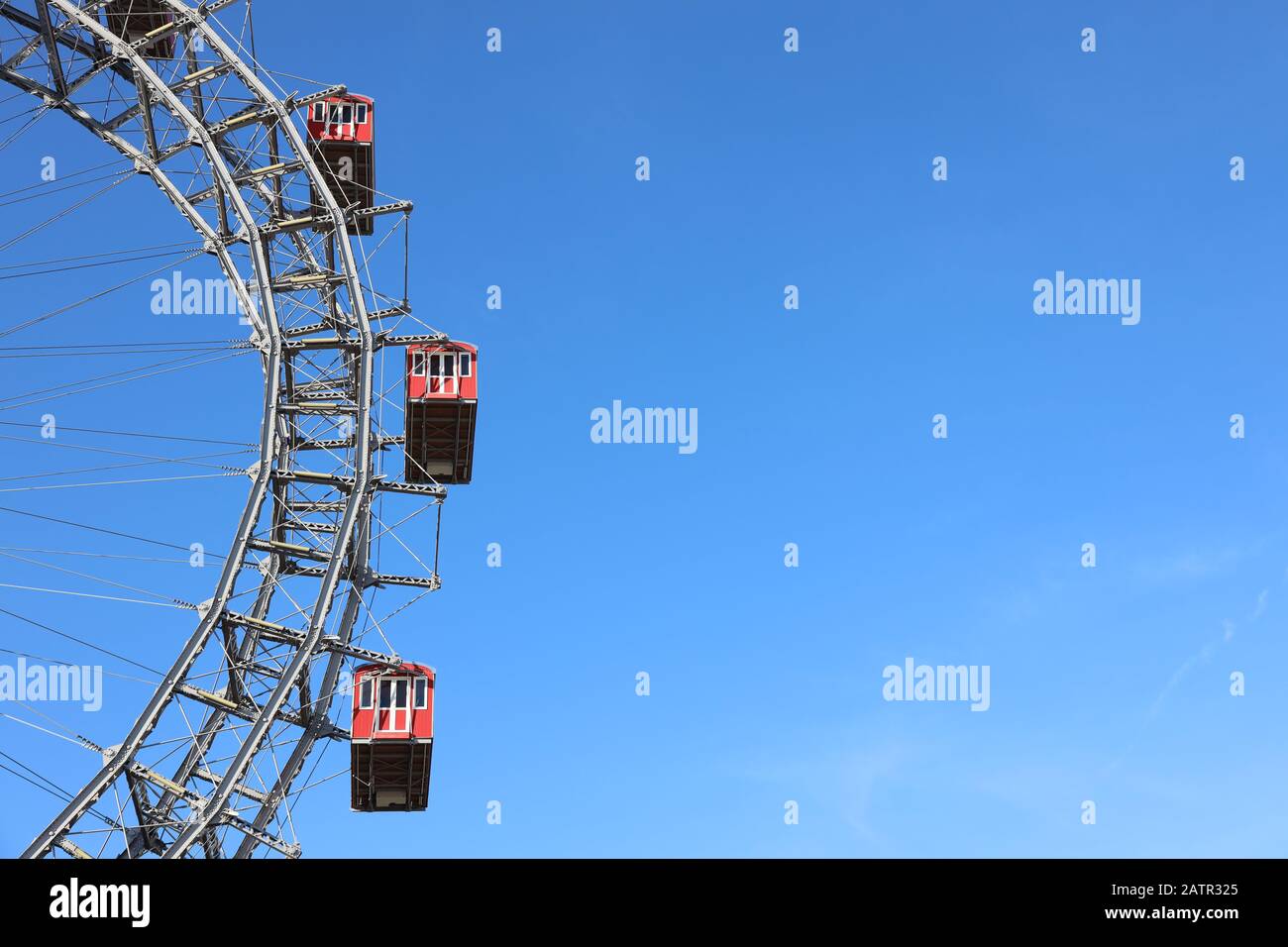 Wagons on the big ferris wheel "Wiener Riesenrad" - the main landmark ...
