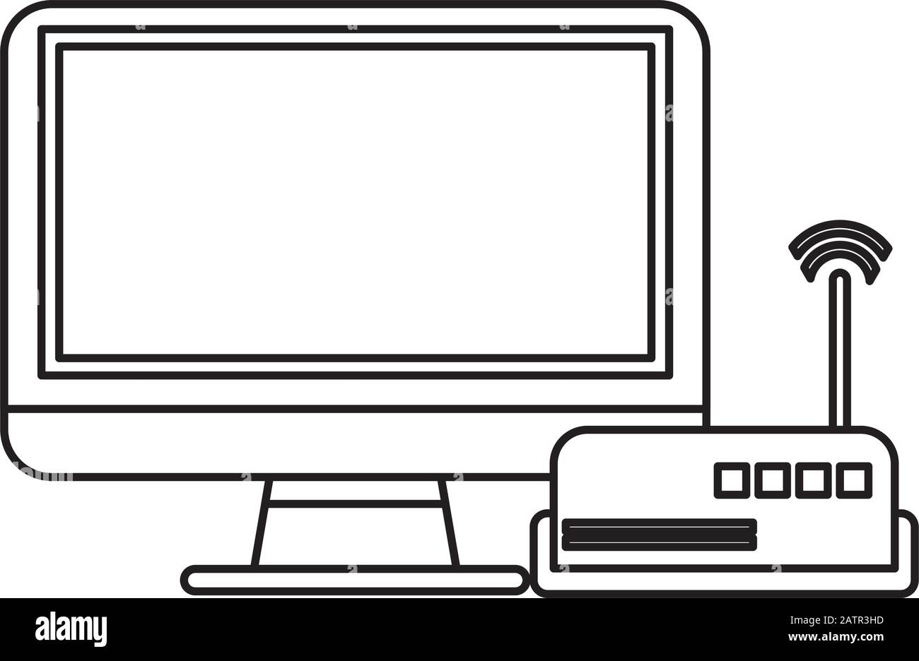 route wifi with computer display devices technology Stock Vector Image ...