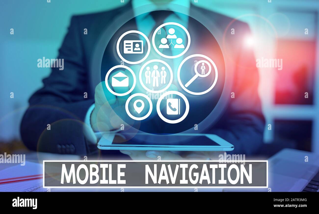 Handwriting text Mobile Navigation. Conceptual photo graphical user ...