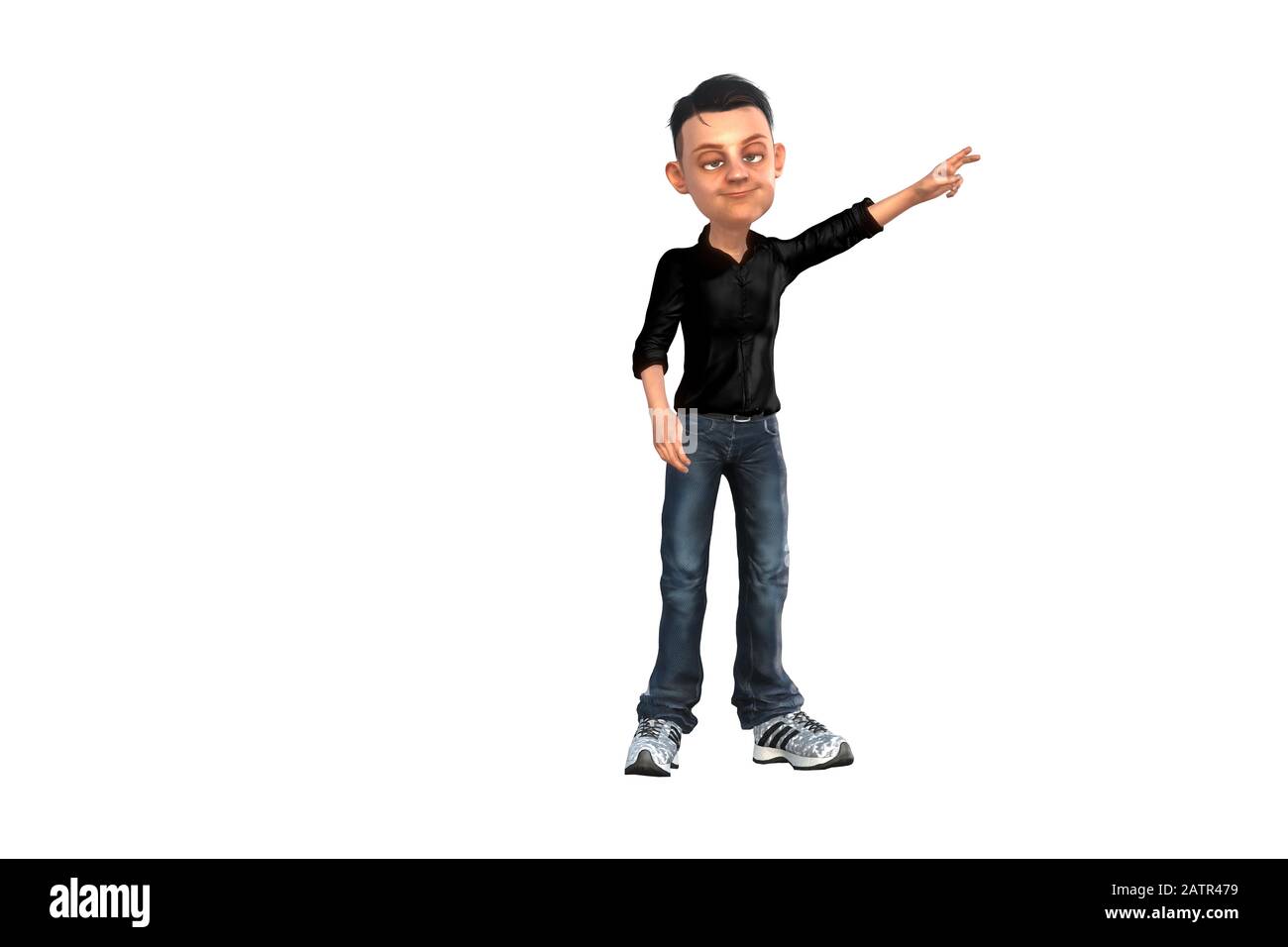 3d men pointing, explainer showing information Stock Photo - Alamy