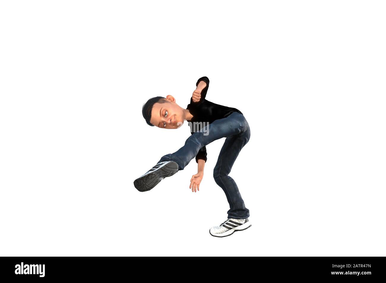 A 3d men doing karate, side kick, combat Stock Photo - Alamy