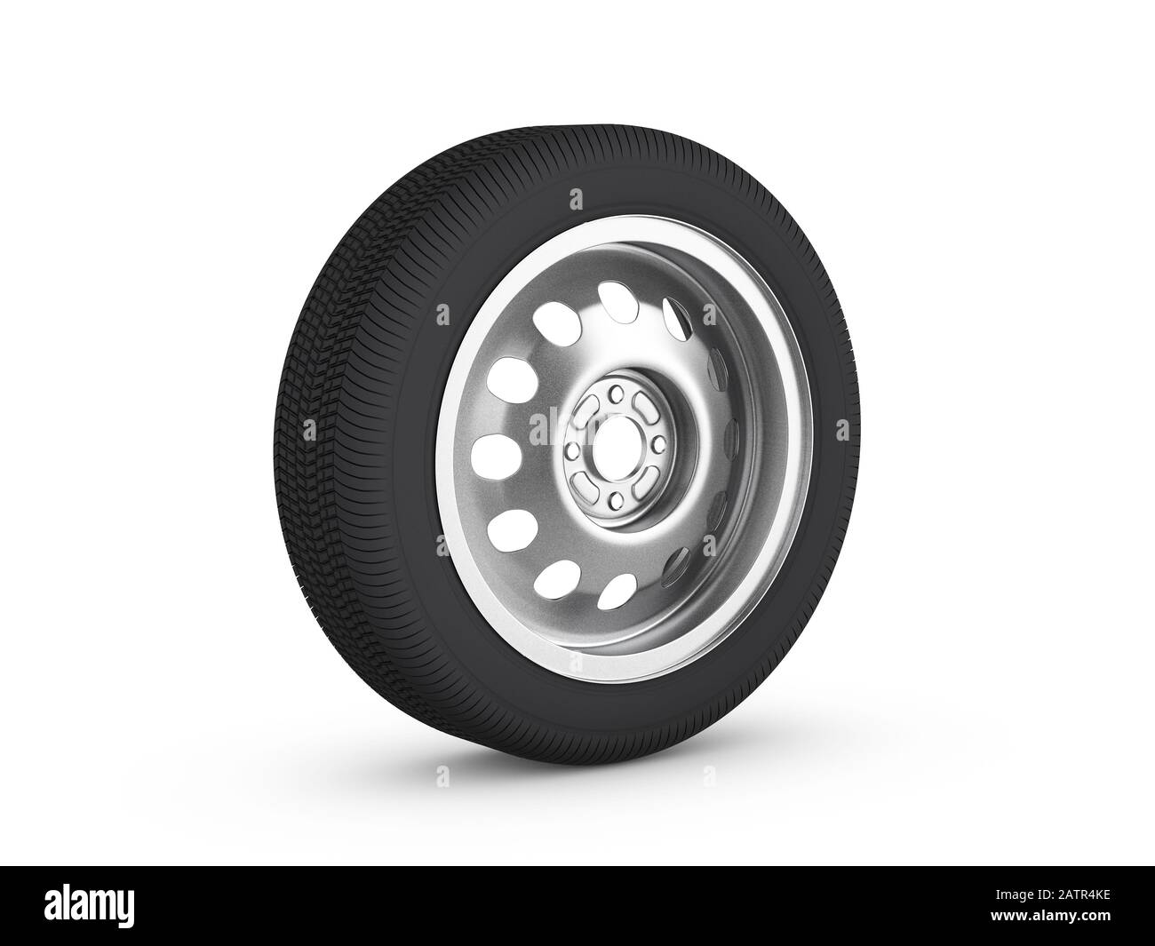Steel car wheels on a white background. 3d illustration Stock Photo - Alamy