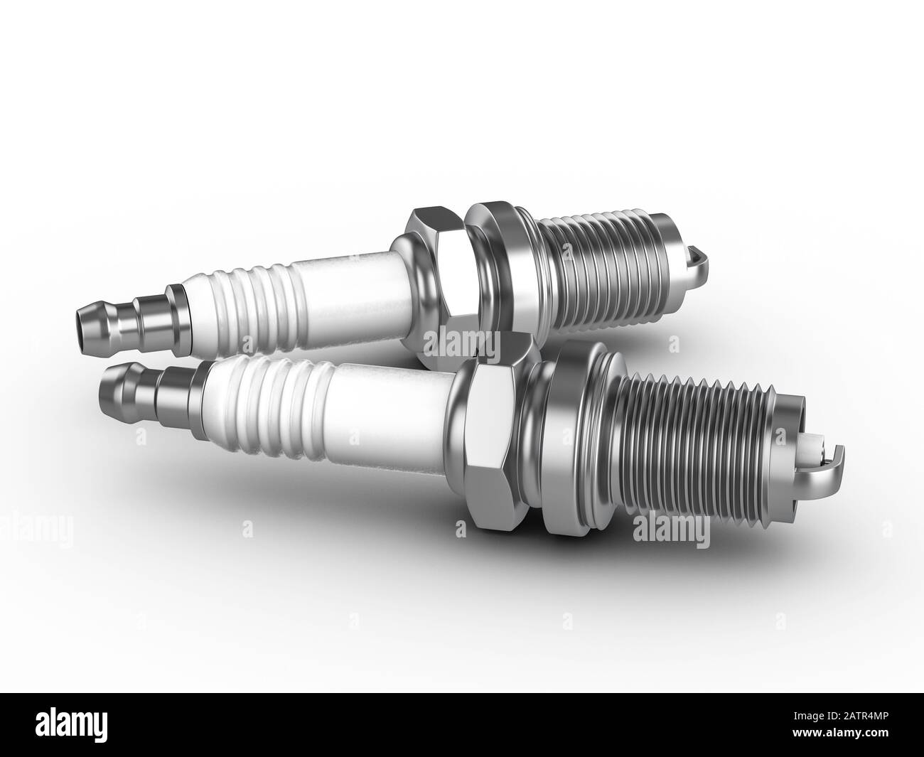 Spark plugs on a white background. 3d illustration Stock Photo - Alamy