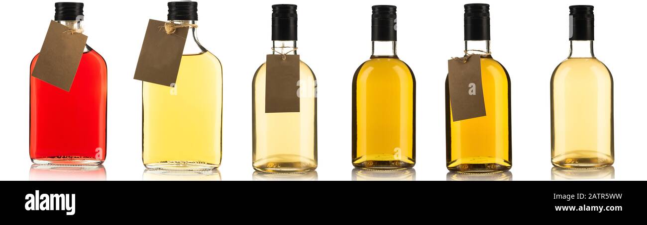 Assortment of Bottles with Herbal Tincture or Alcohol Liqour Isolated ...