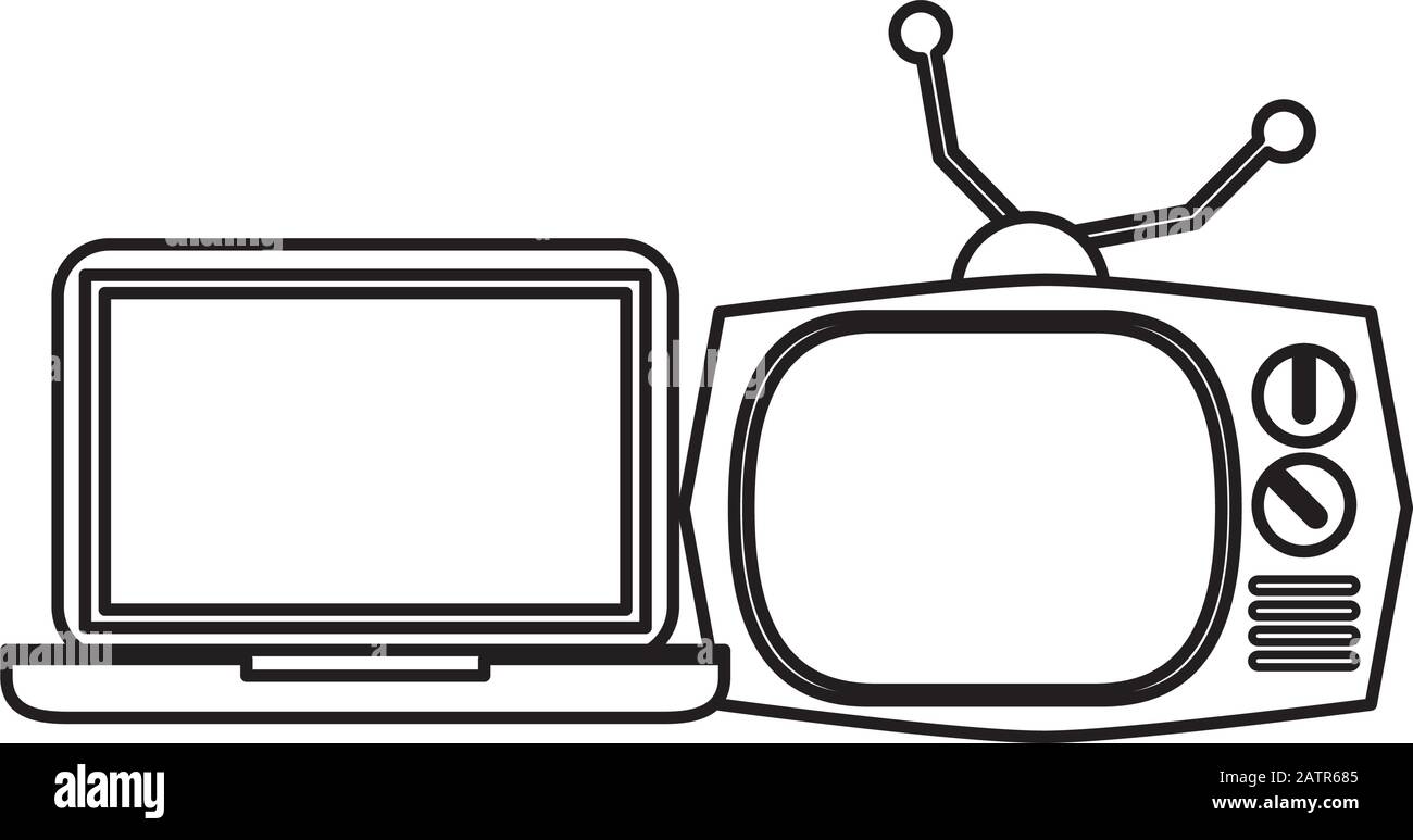 television appliance with laptop computer Stock Vector Image & Art - Alamy