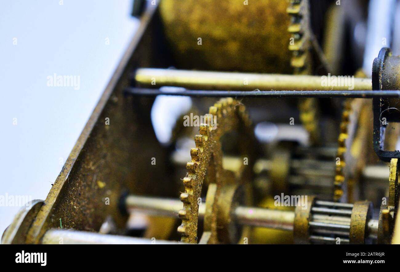 vintage clock mechanism close up shot in studio Stock Photo - Alamy