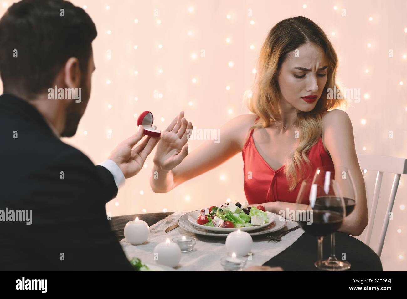 She Said No. Young Woman Refusing Marriage Proposal From Boyfriend ...