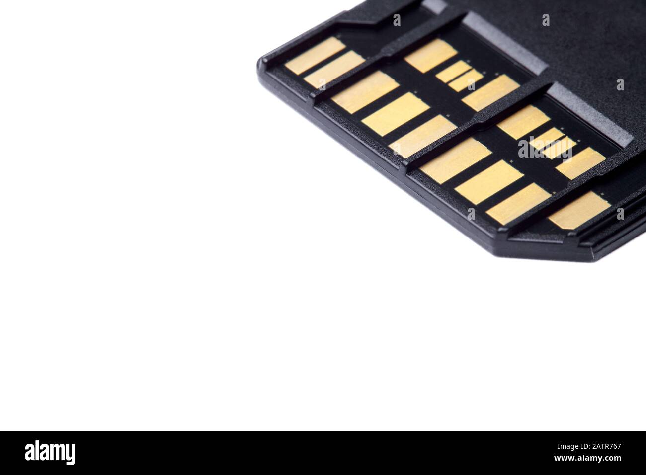 Selective focus photo of two rows of golden contacts on back of UHS-II ...