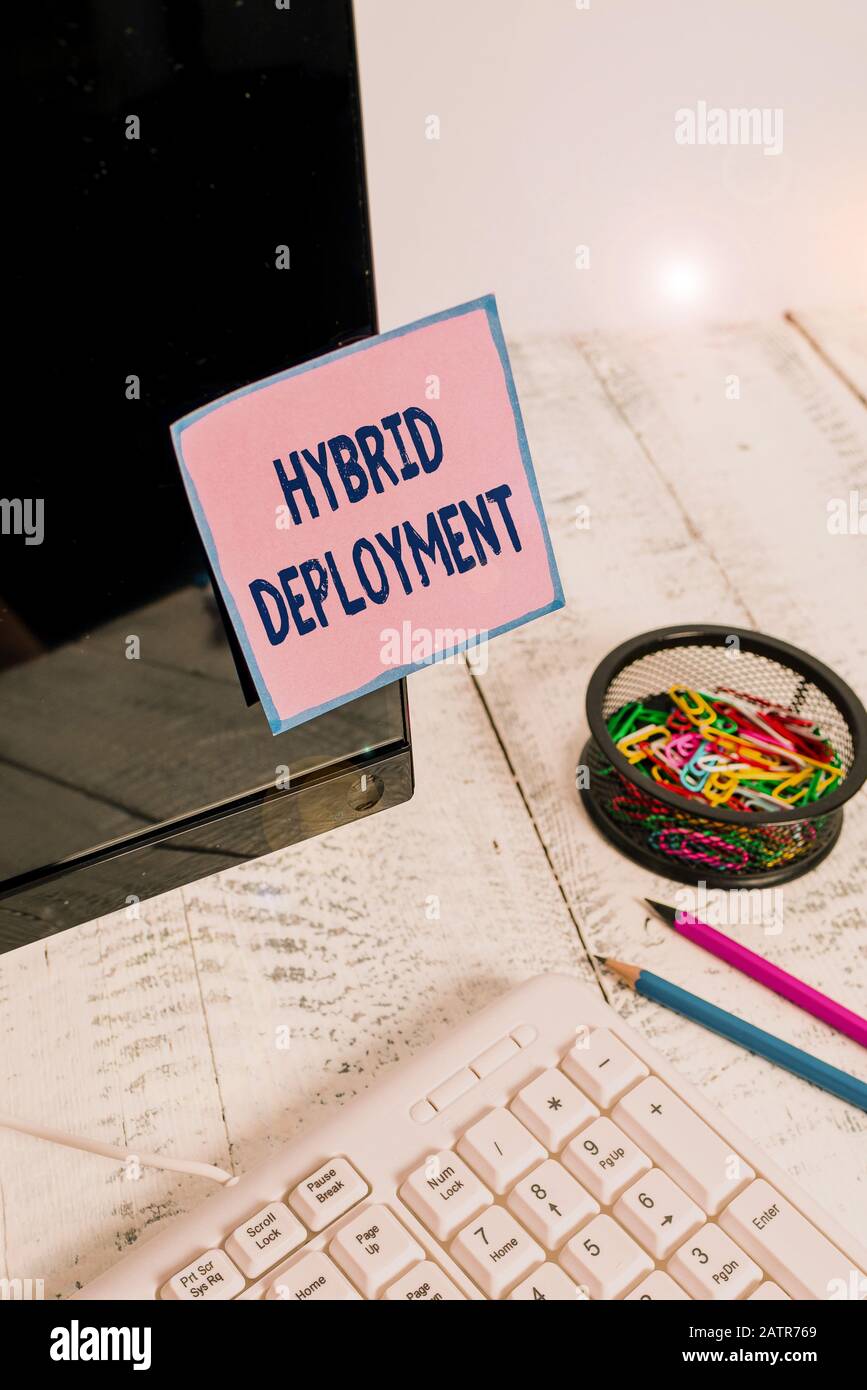 Handwriting Text Hybrid Deployment Conceptual Photo A Combination Of Onpremises Applications Or