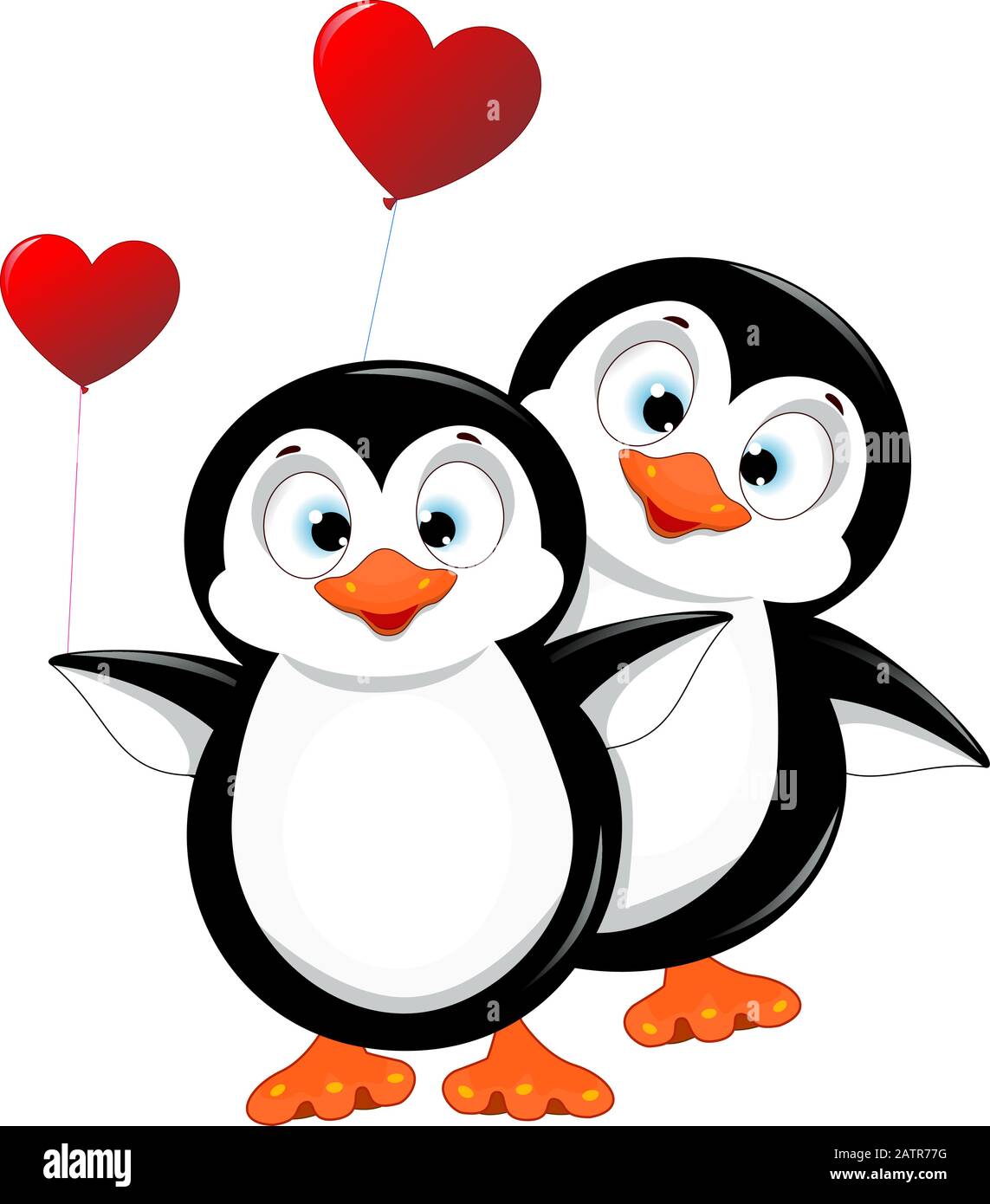 Two Penguins Holding Hands Clipart