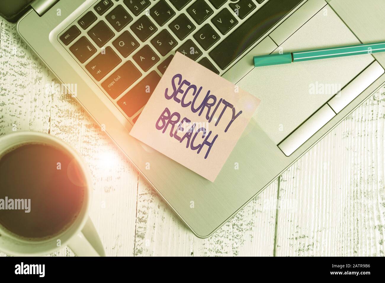 Writing note showing Security Breach. Business concept for any incident ...