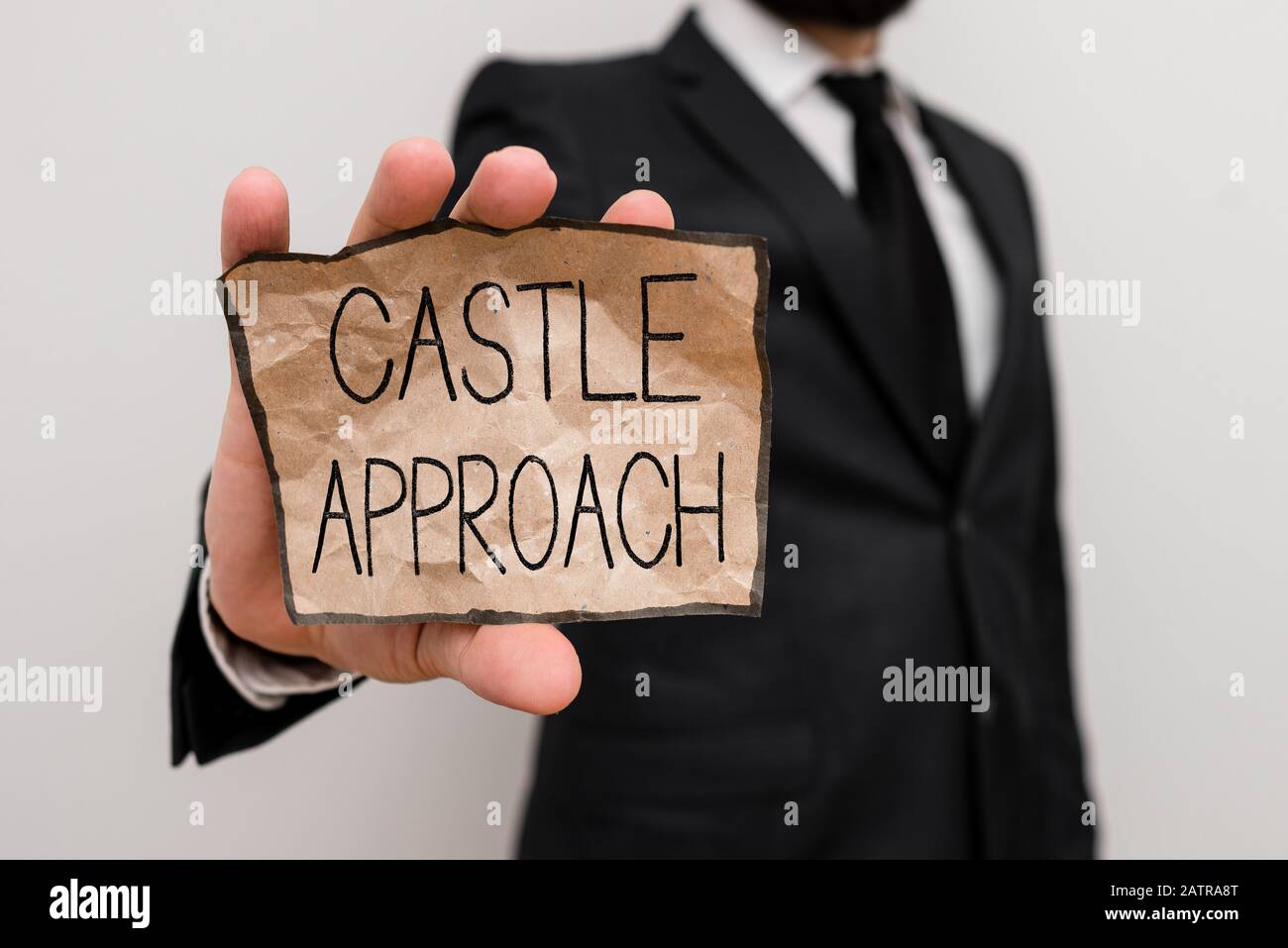 Text sign showing Castle Approach. Business photo text Fortified place ...