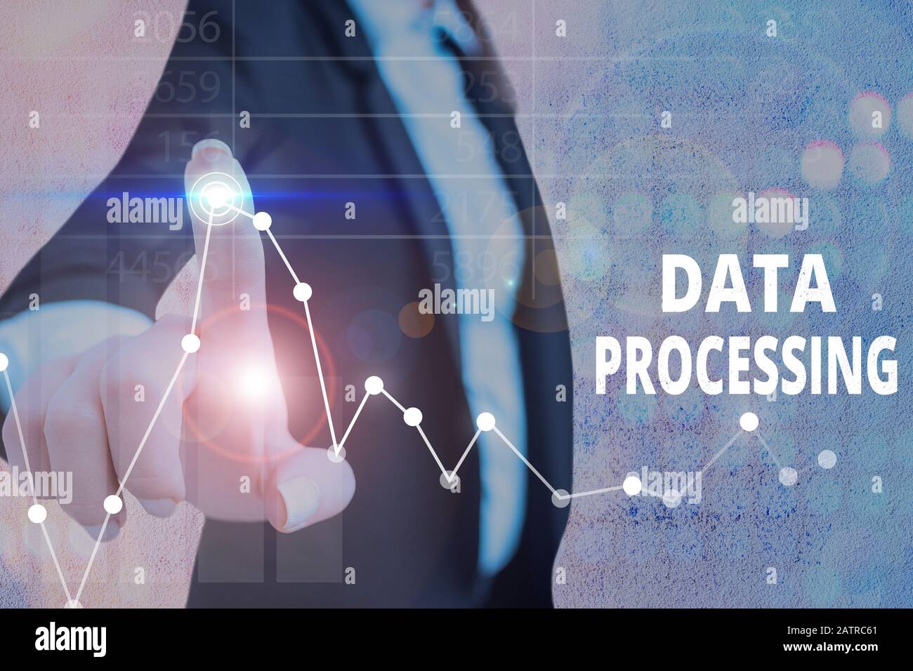 Handwriting text Data Processing. Conceptual photo collection and manipulation of items of data ...