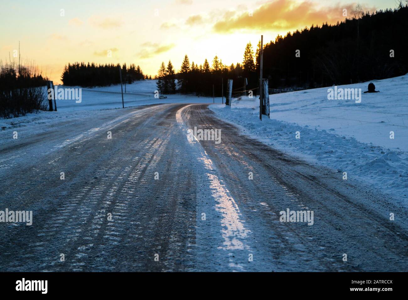 The picture illustrates the winter conditions on roads, when the ice ...