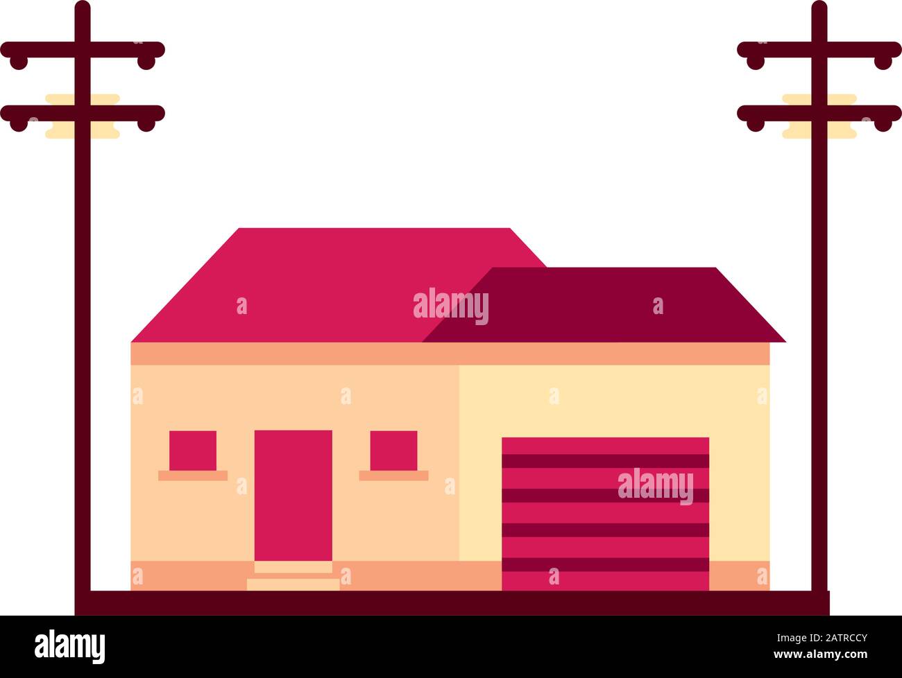 house building front facade with electric posts Stock Vector Image ...